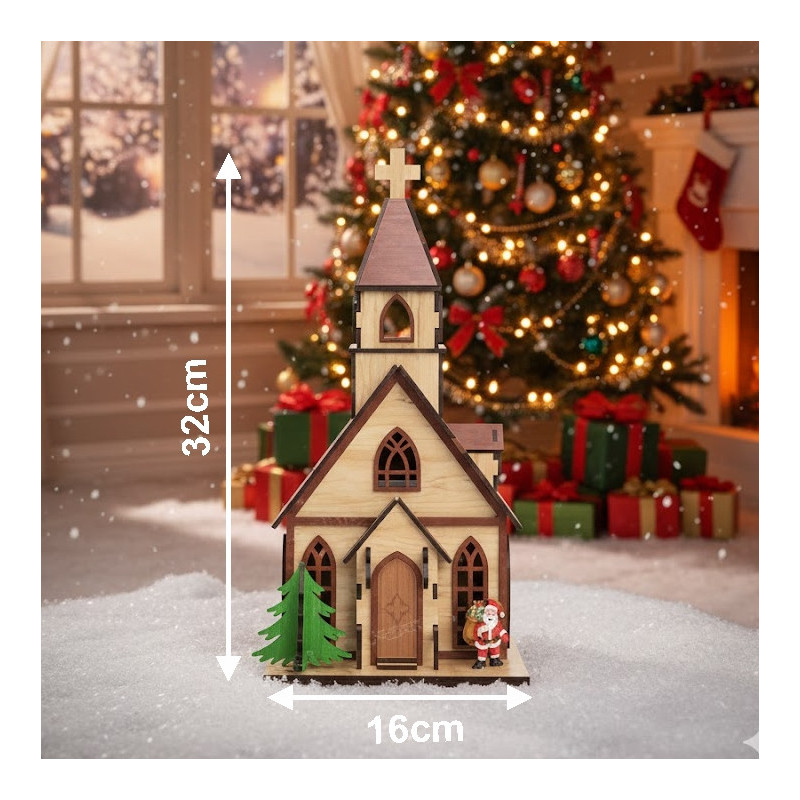 Paint-Your-Own 32cm Christmas Chapel Kit | DIY MDF Decor