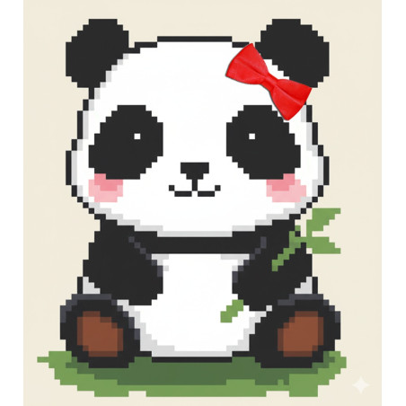Wooden Panda with bow Cross Stitch Keyring Kit | Beginner Friendly Craft