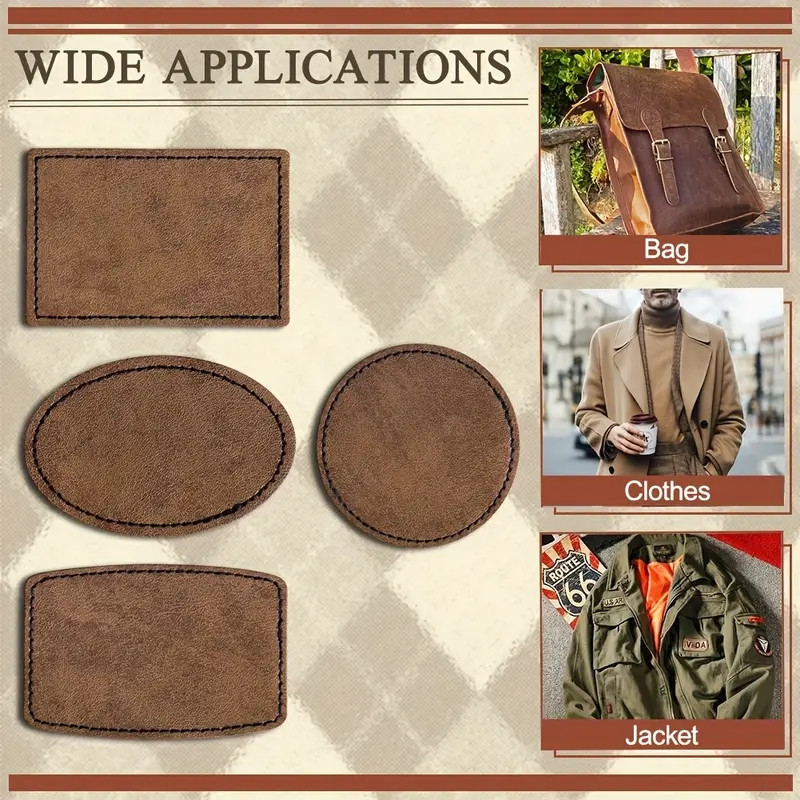 Laser Engravable Leather Patches | Matte Brown & Grey – 4 Shapes
