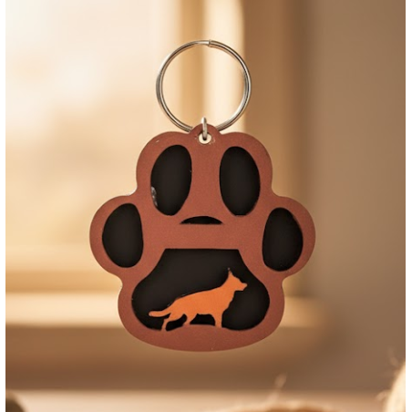 Personalized Layered Dog Keychain - Engraved Pet Name & Breed